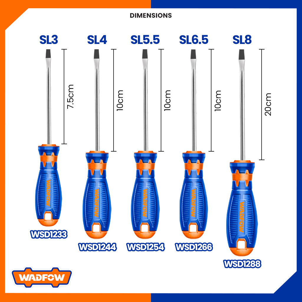 Wadfow Cr-V Material - black tip Slotted Screwdriver (Round Shank ...