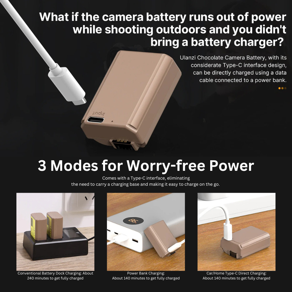 Ulanzi NP-FW50 Type 1030mAh Lithium-Ion Battery for Sony NP-FW50 w/ USB ...