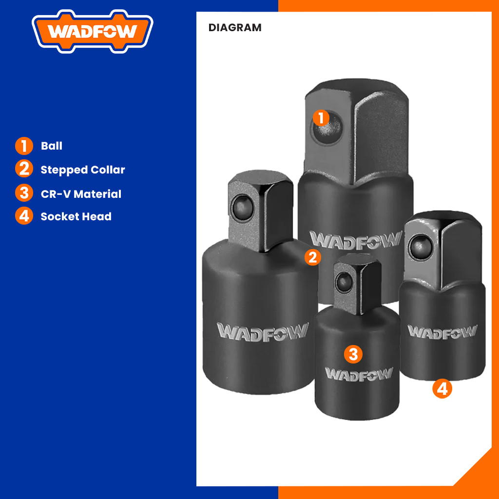 Wadfow 4pcs Impact Socket Adapter Set Cr-V Steel Material WMS6404 (WHT ...
