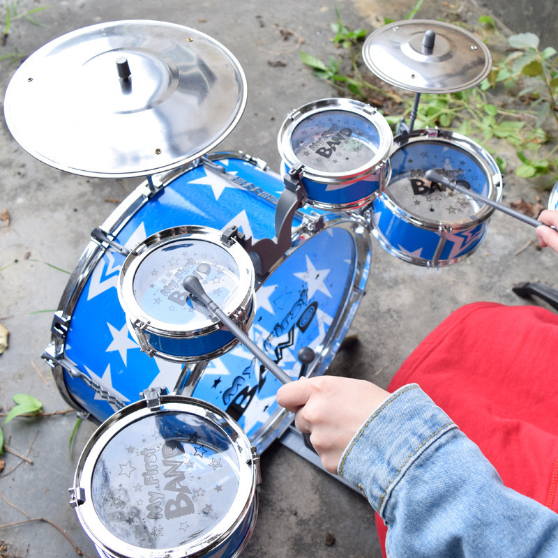 LIFE 6-Piece Kids Drum Set Drum Kit Jazz Drum Set with Folding Step ...