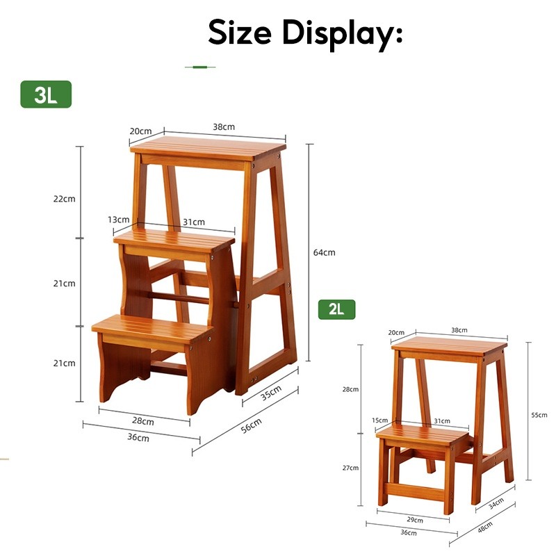 SUNNY BIERE Ladder Chair Bamboo Folding Foldable Ladders Stool Brown ...