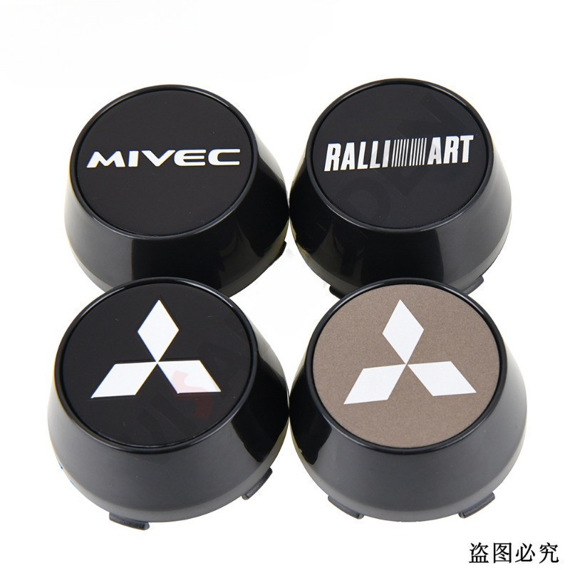 4PCS 60MM OD / 56MM ID Center Rim Cap MITSUBISHI RALLIART MIVEC Sticker ...