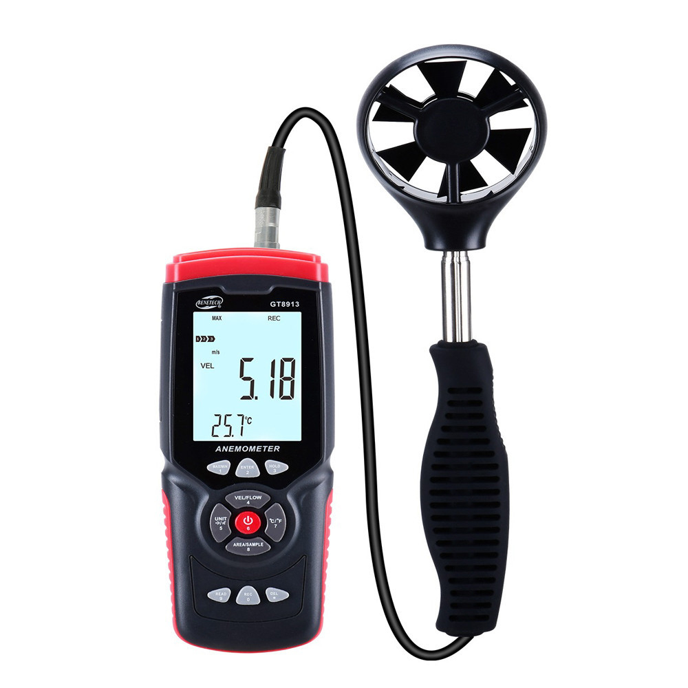 Benetech Digital Anemometer Wind Temperature Humidity Meter, Retractable Rod | Shopee Philippines