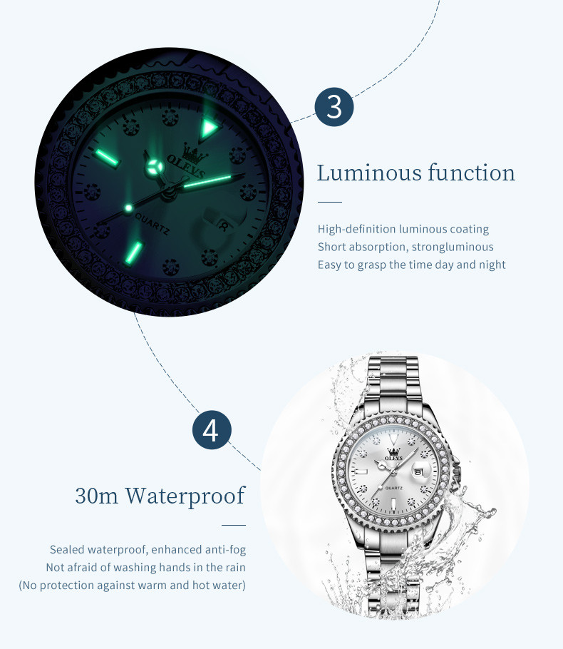 OLEVS Watch For Woman Elegant silver Waterproof Original Silver With ...