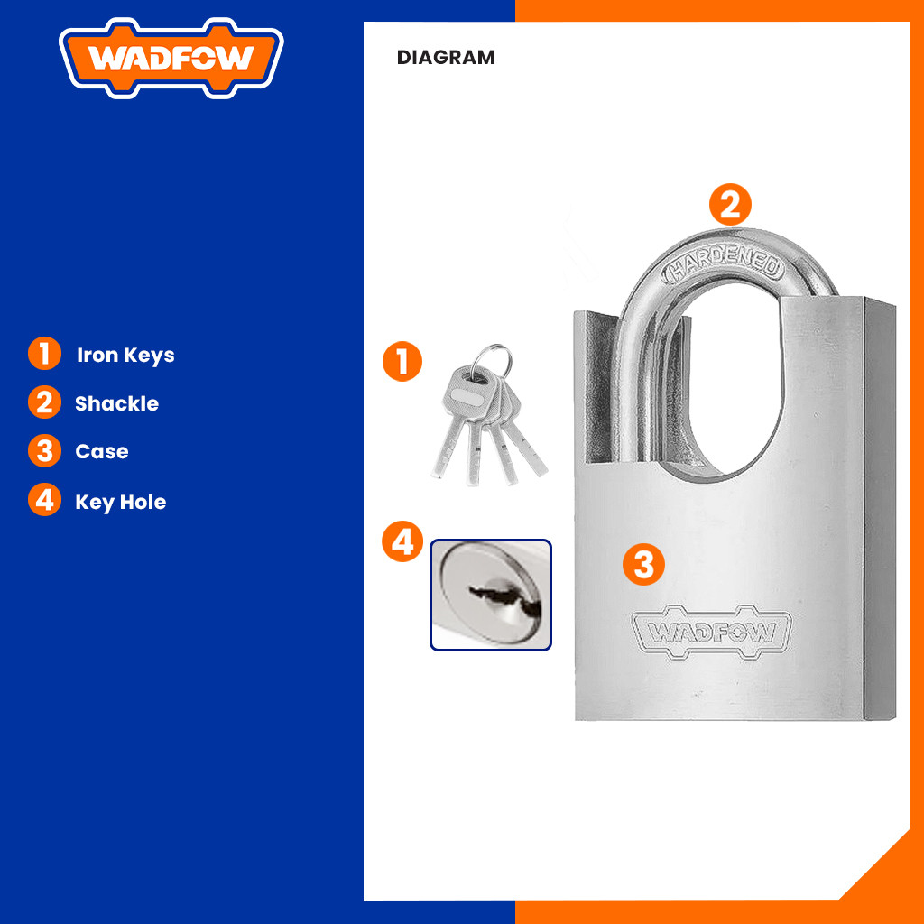 Wadfow Anti-Intrusion Prying Steel Padlock 40mm-70mm With 4 Iron Keys ...
