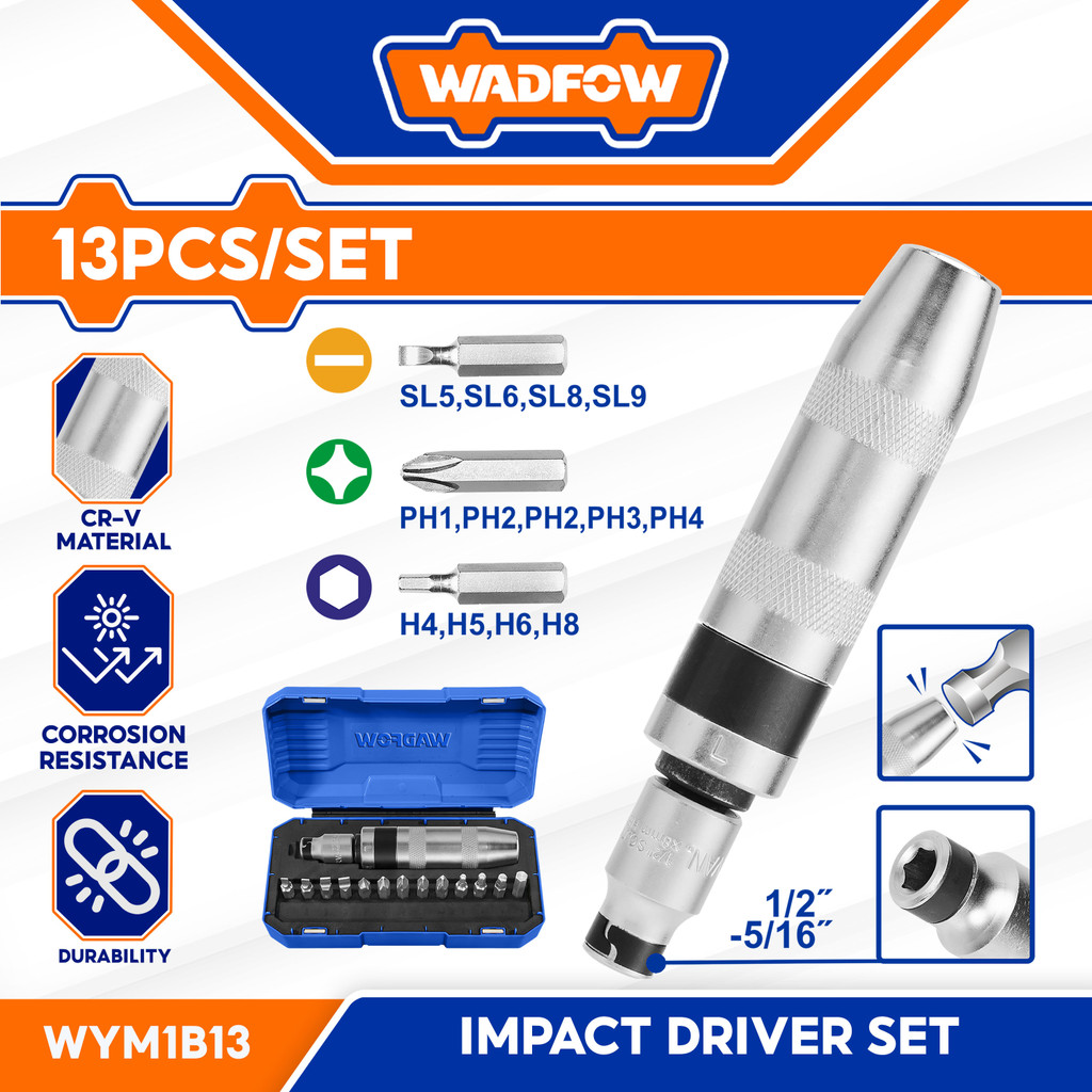 Wadfow WYM1B13 Set of 13PCS Cr-V Material Impact Driver Set | Shopee ...