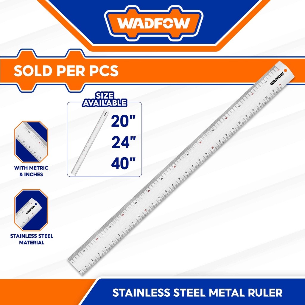 Wadfow Stainless Steel Metal Ruler With Metric And Inch (WHT) | Shopee ...