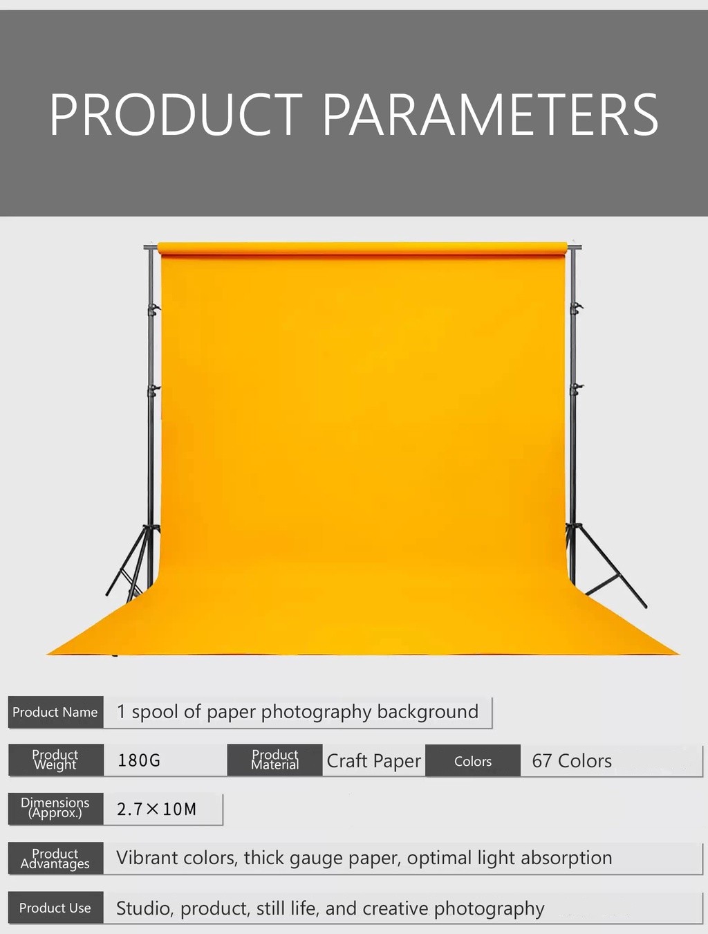 Pxel P272 2.7 x 10m Seamless Solid Color Paper Superior Savage Photo ...