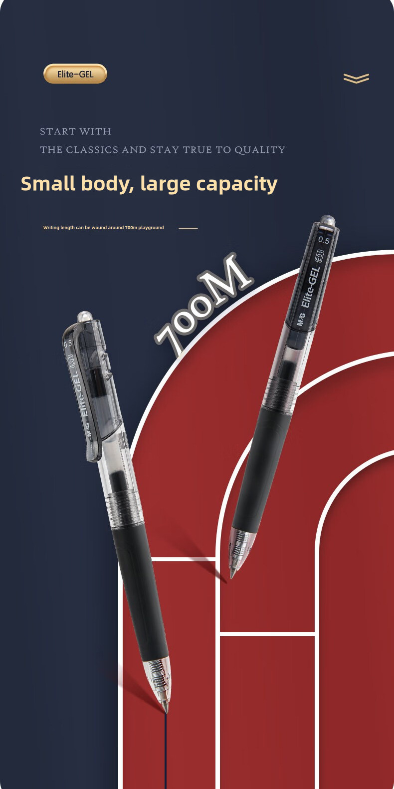 M&G Gel Pen 0.5mm Black Elite Series E01 Ballpoint Pen Press Bullet ...