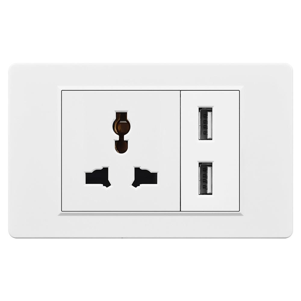 VISWE usb socket wall socket universal socket 3 pin socket black socket white socket grey socket ...
