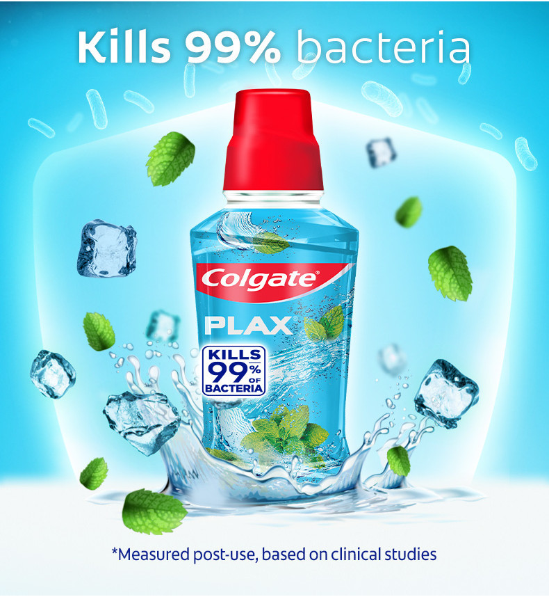 Colgate Plax Antibacterial Mouthwash Freshmint, No-Alcohol, Long ...