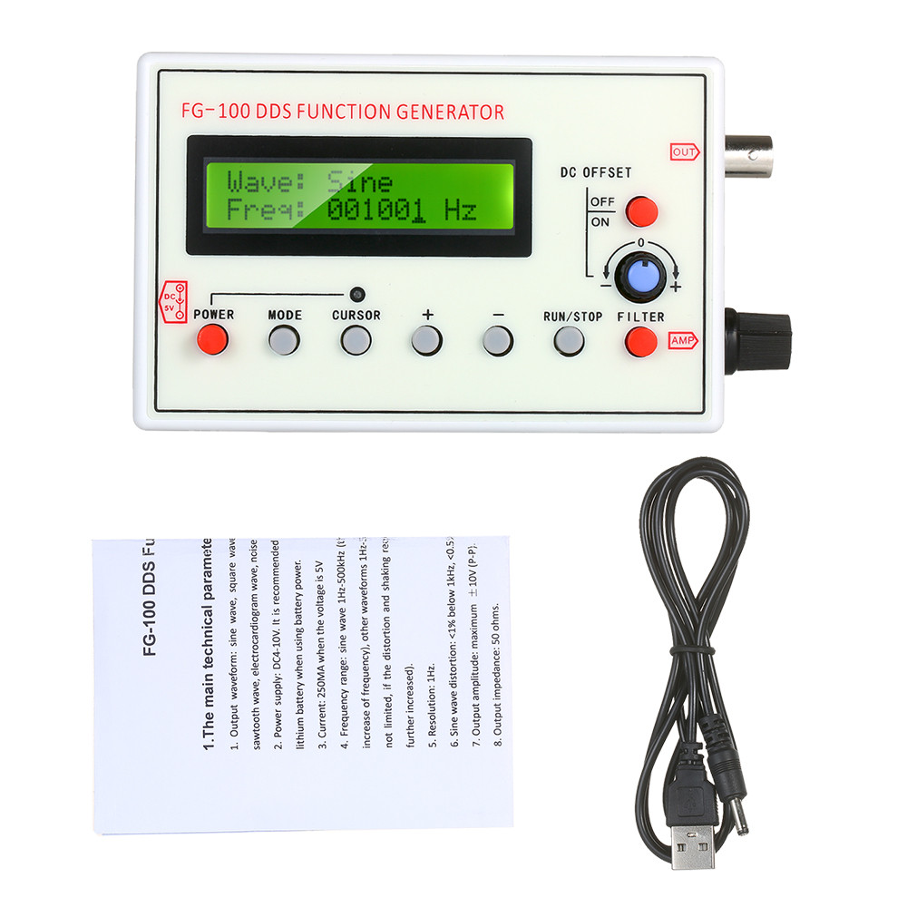 KKmoon [In Stock]1HZ-500KHZ FG-100 DDS Functional Signal Generator Sine ...