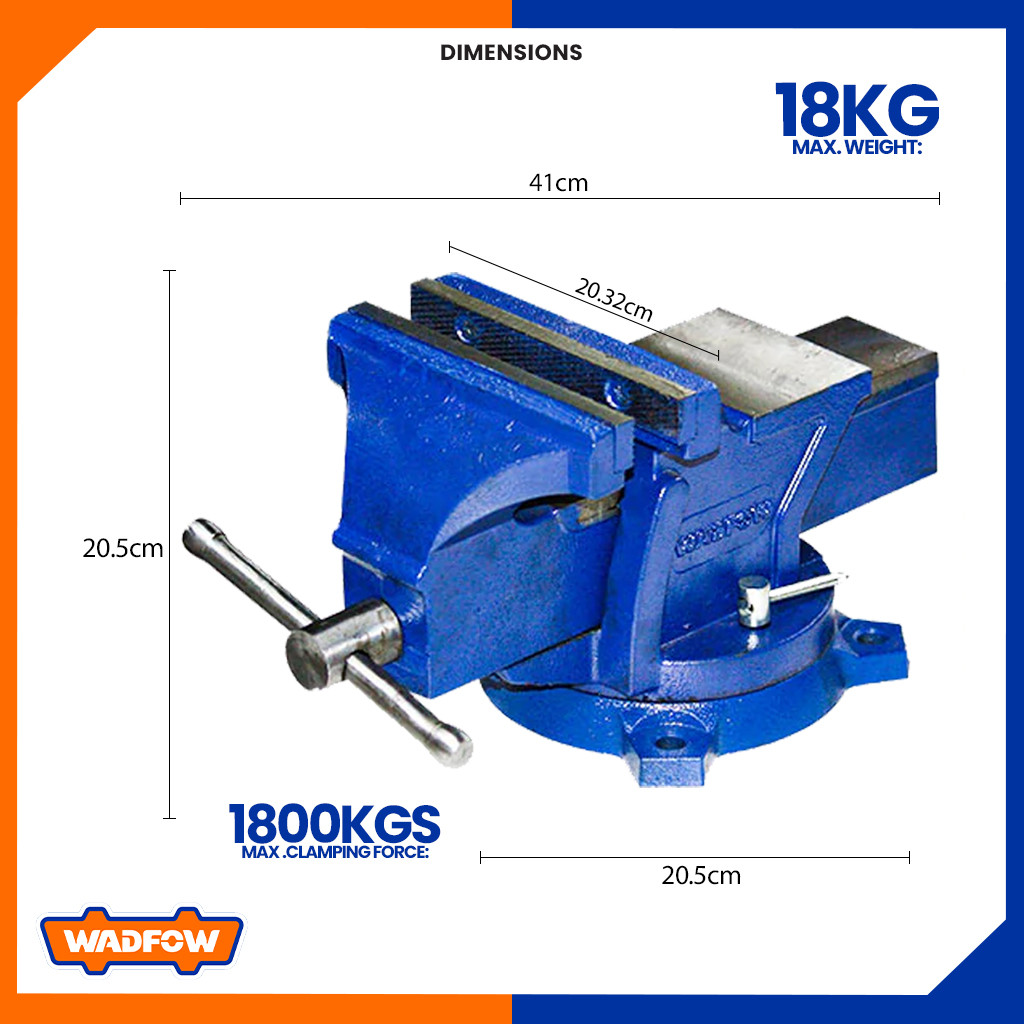 Wadfow Bench Vise Gato With Anvil Tape 8"/200mm WBV1A08 (WHT) | Shopee ...