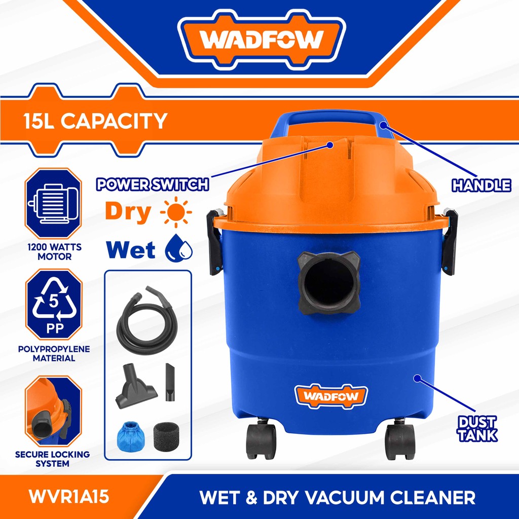 Wadfow 15 Liter Wet & Dry Vacuum Cleaner with Blower Function | Shopee Philippines