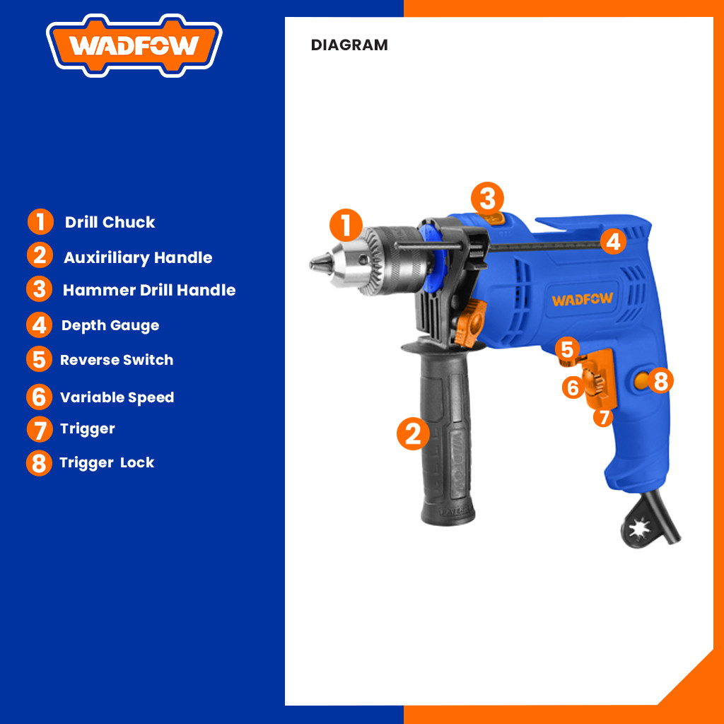 Wadfow WMD15721P Impact Drill Barena with Variable Speed and Hammer ...