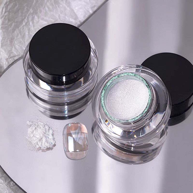 White Moonlight Mirror Chrome Powder Nail Glitter Powder Pearl Nail ...