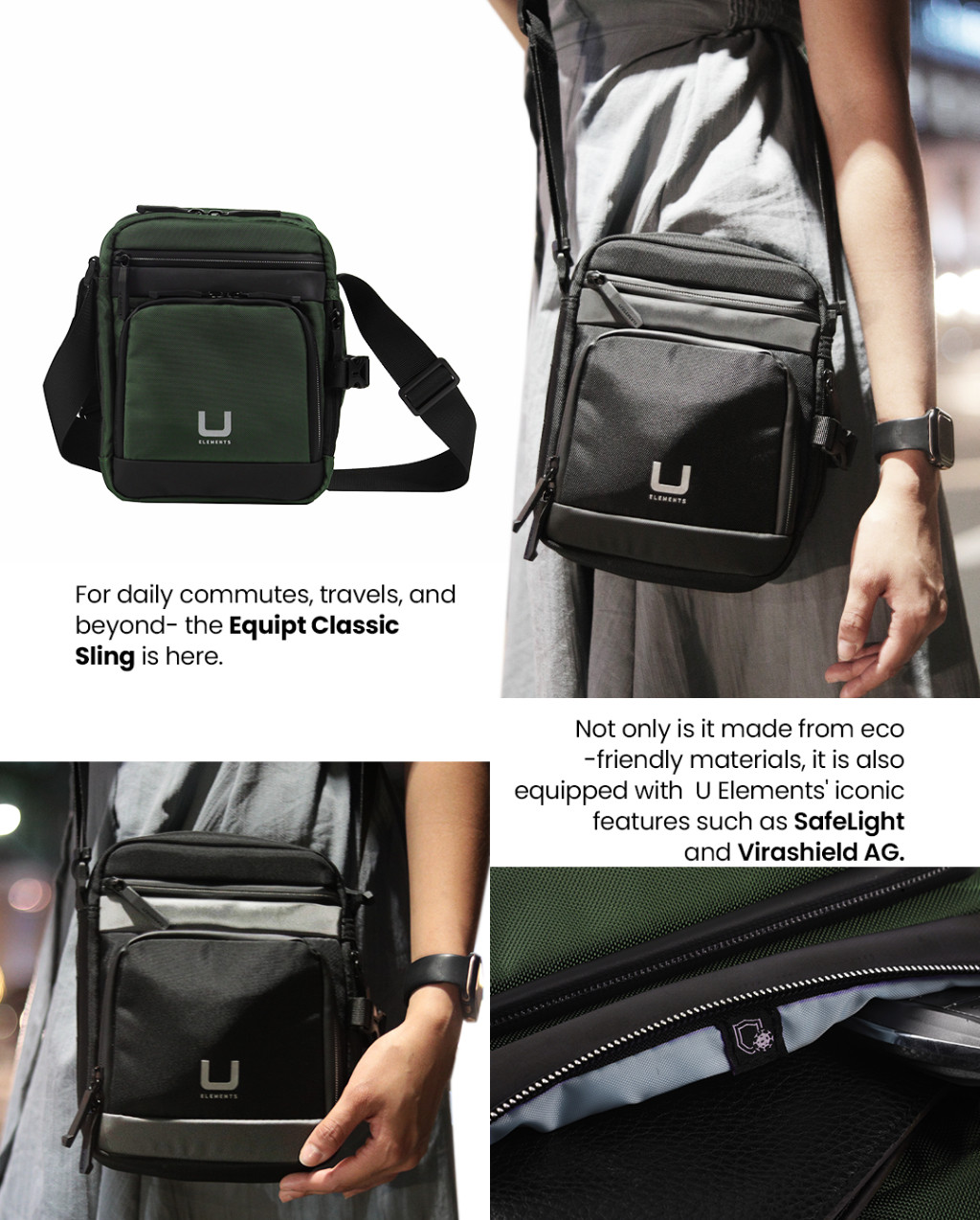 U Elements Equipt Classic Organizational Sling Bag M | Shopee Philippines