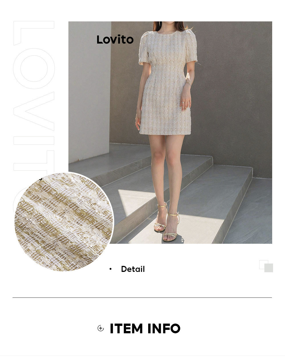 (KOL‘s pick) Lovito Women Casual Plain Tweed Dress L71ED168 | Shopee ...