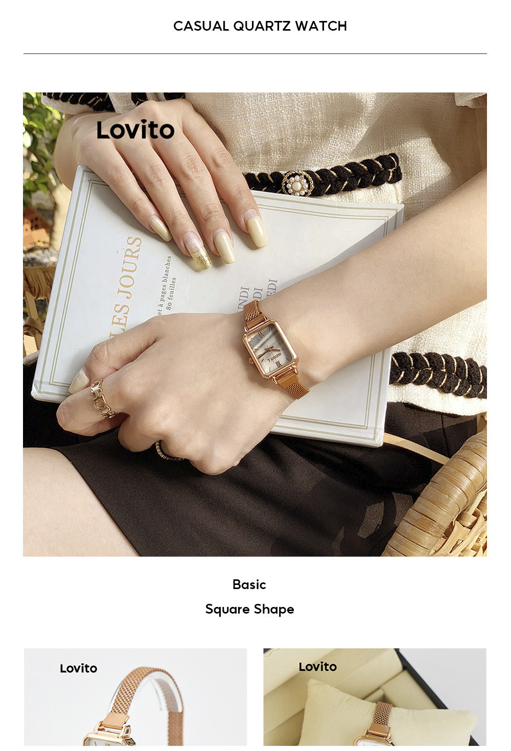 Lovito Women Casual Quartz Watch Plain Basic Quartz Watche L69AD054 ...