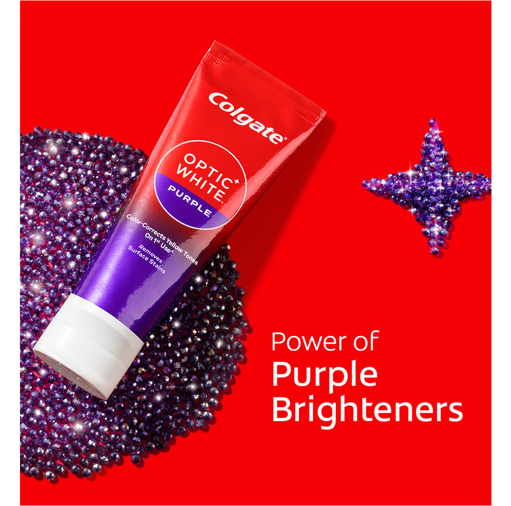 Colgate Optic White Whitening Toothpaste Purple, Color-Corrects Yellow Tones* 100g | Shopee ...