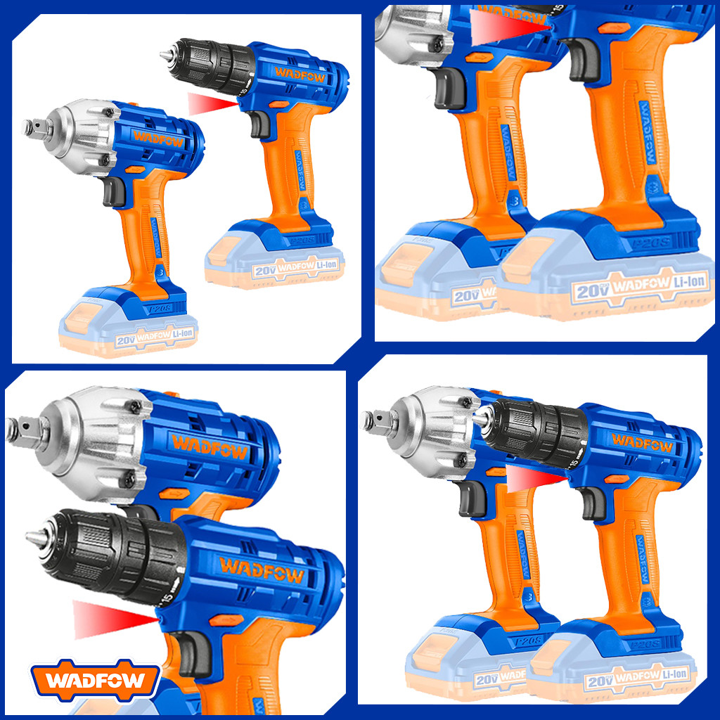 Wadfow P20 Series Li-Ion 20V Combo Kit - Cordless Drill & Brushless ...
