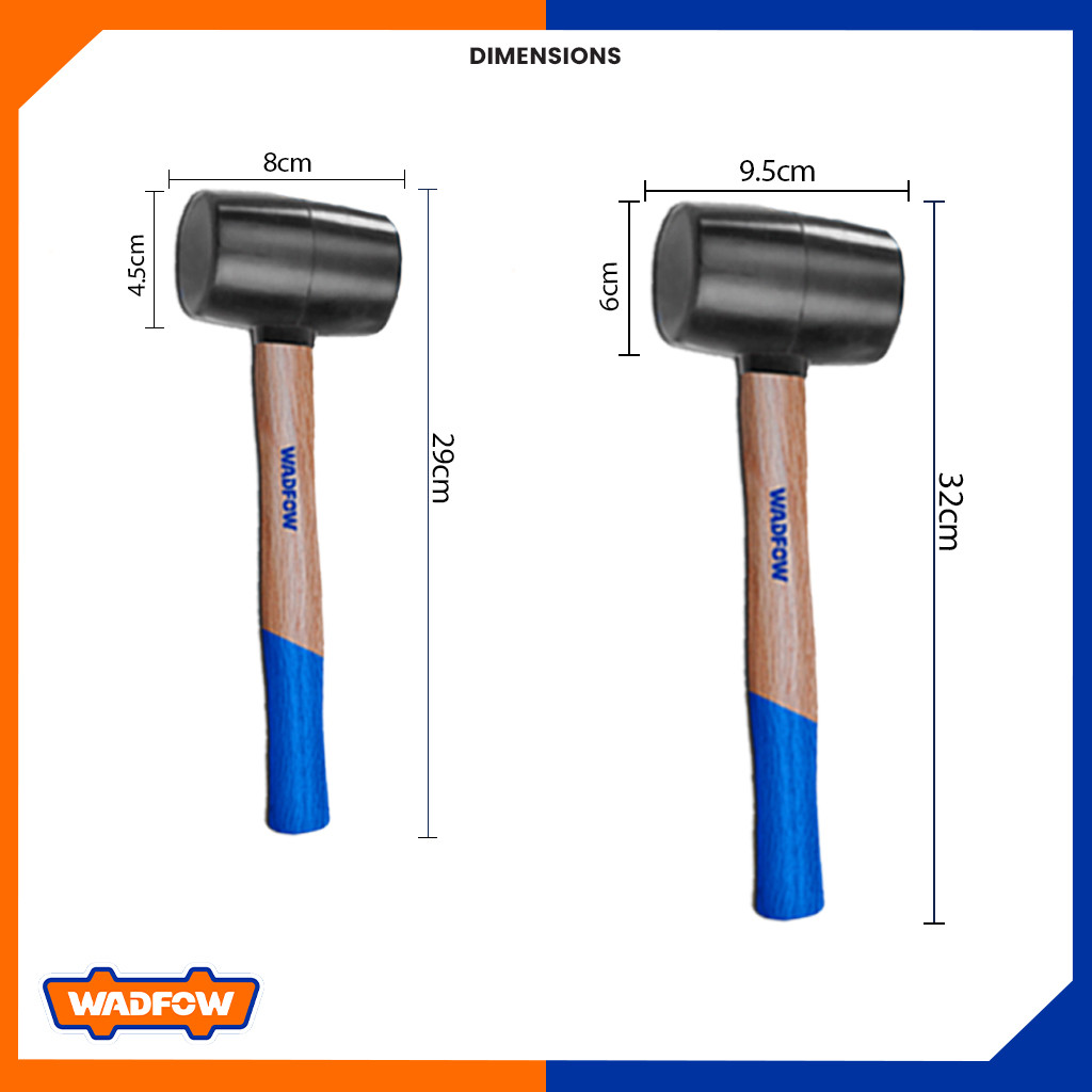 Wadfow Rubber Mallet Hammer with Wooden Handle Soft Hammer Maso ...