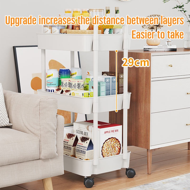 2/3/4 layer Trolley Cart Organizer Kitchen Rack Moving Rack Basket With ...