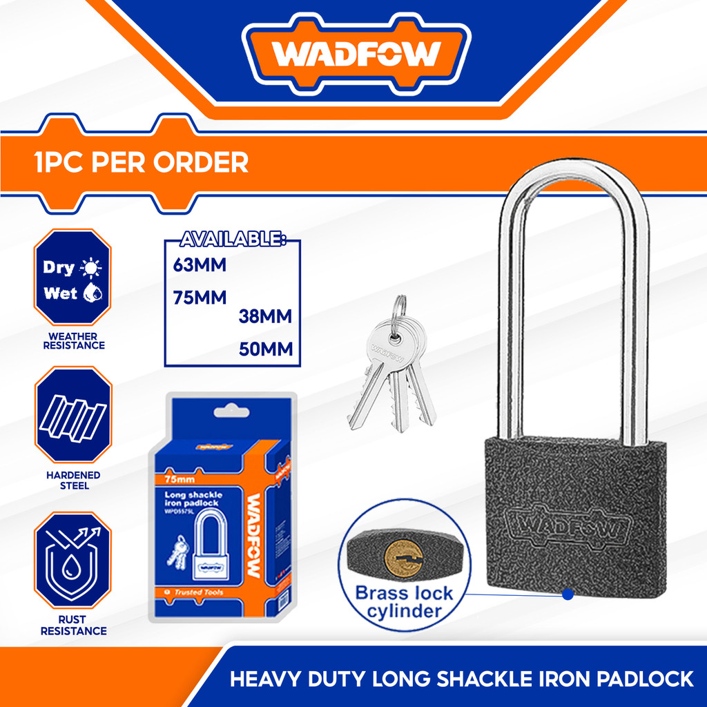 Wadfow Heavy Duty Long Shackle Iron Padlock (38mm-75mm) | Shopee ...