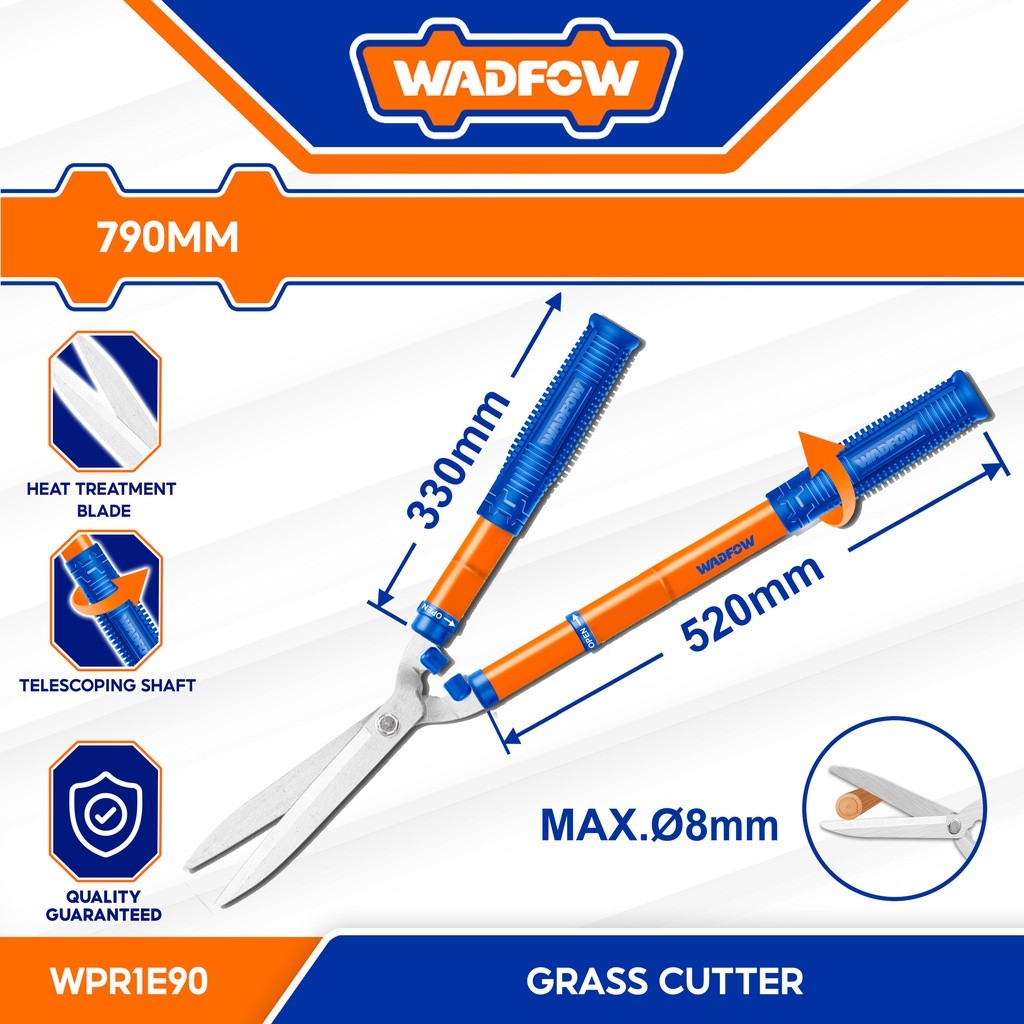 Wadfow Telescopic Hedge Shear Grass Cutter Scissors Trimmer (Blade) 600 ...