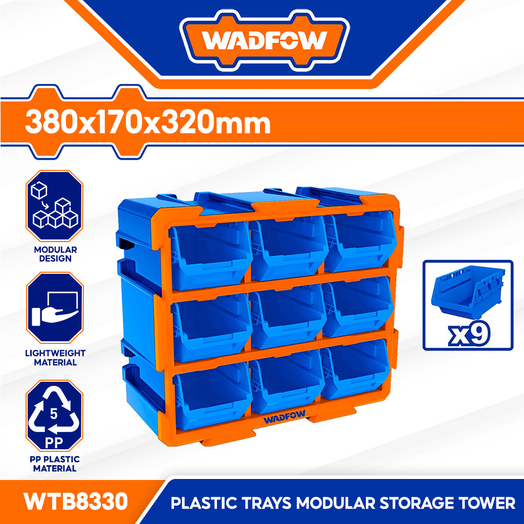 Wadfow 9 Pcs Plastic Trays Modular Storage Tower Tool Box Organizer WTB8330 WAD-HT | Shopee ...