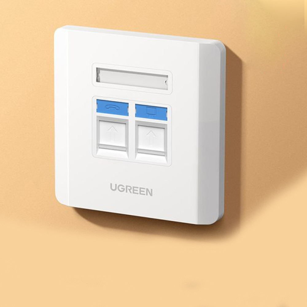 UGREEN Dual Port Wall Plate LAN / RJ45 / RJ11 Female to Female Keystone ...