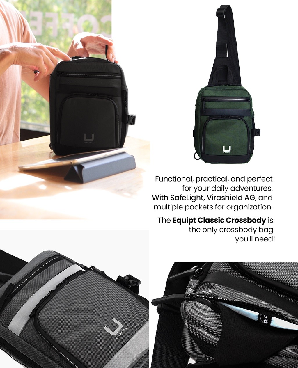 U Elements Equipt Classic Organizational Crossbody Bag | Shopee Philippines