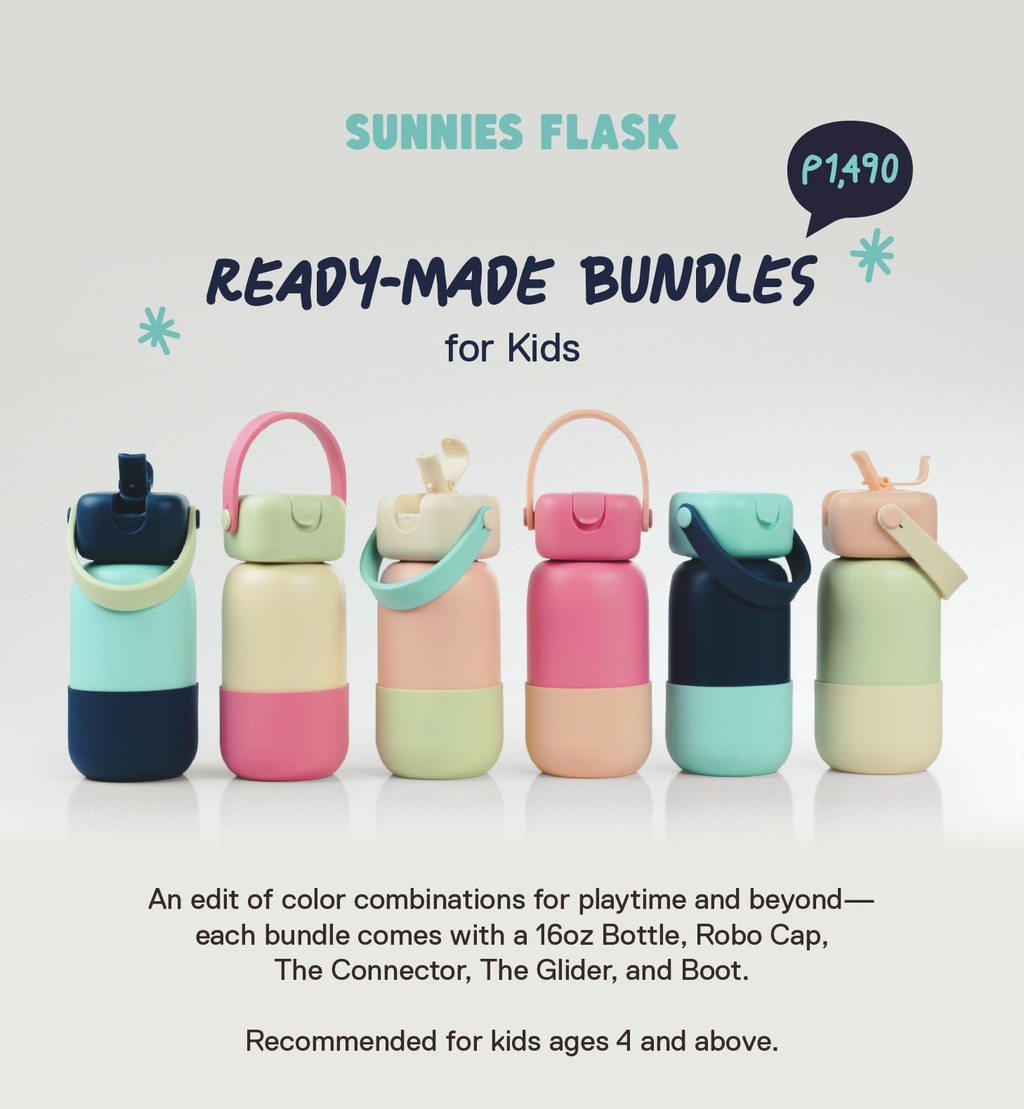Sunnies Flask 16oz Jellybean Robo Cap Kids Bundle (Sip Straw Water Tumbler for Hot and Cold ...