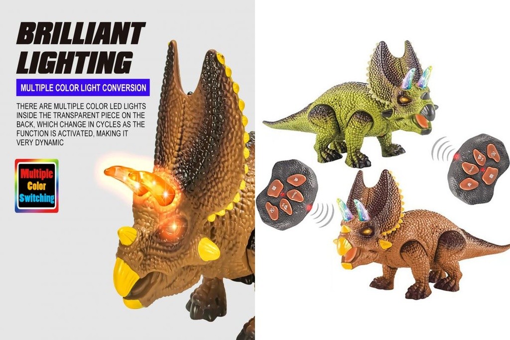 Rc Triceratops Model Walking Dinosaur Toy with Lights and Sounds Remote ...