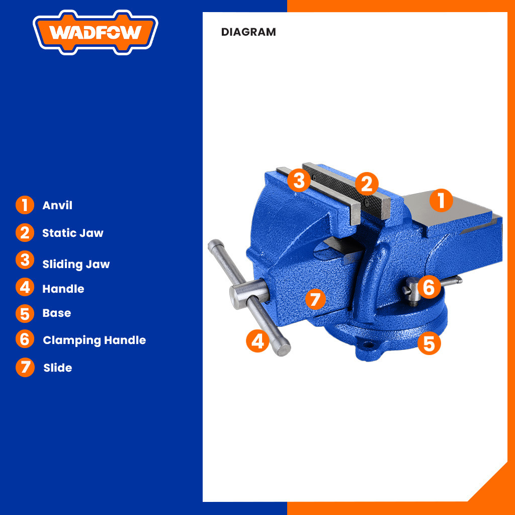 Wadfow Bench Vise Gato With Anvil Tape 5"/125mm | Shopee Philippines