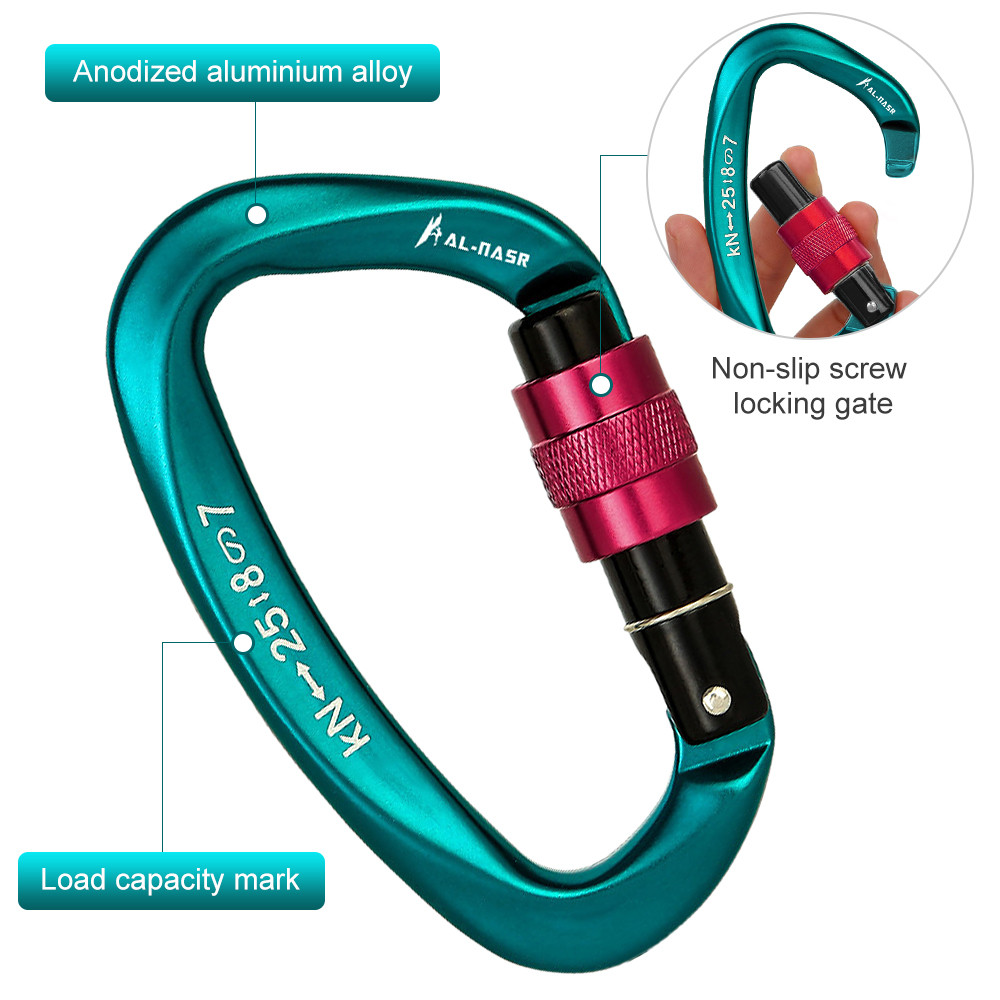 LIFE 25KN Professional Climbing Carabiner Screw Locking Gate Carabiner ...
