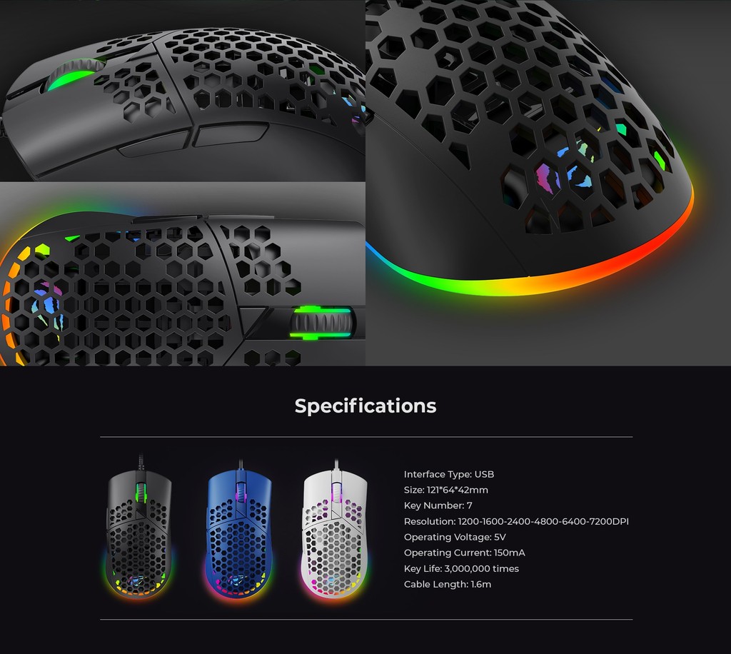 Havit Claw MS1036 || RGB Backlit Programmable Gaming Mouse || Black ...
