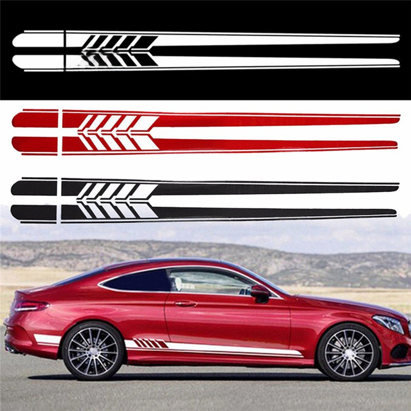 OM| Car Sticker Side Body Racing Decals Vinyl Graphics Long Stripe ...