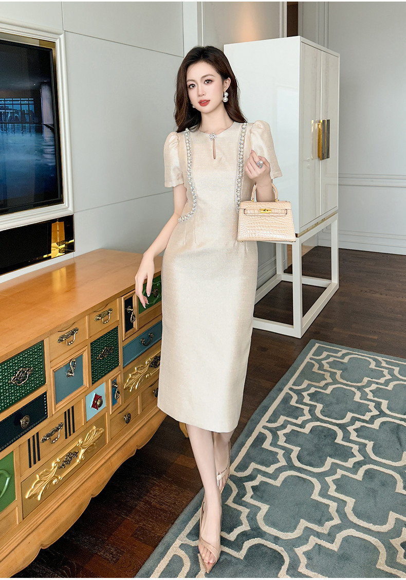 Happy Diva Women's Dresses Gold Dresses Puffed Sleeve Dresses Work Dress Hiso Dress Vintage ...