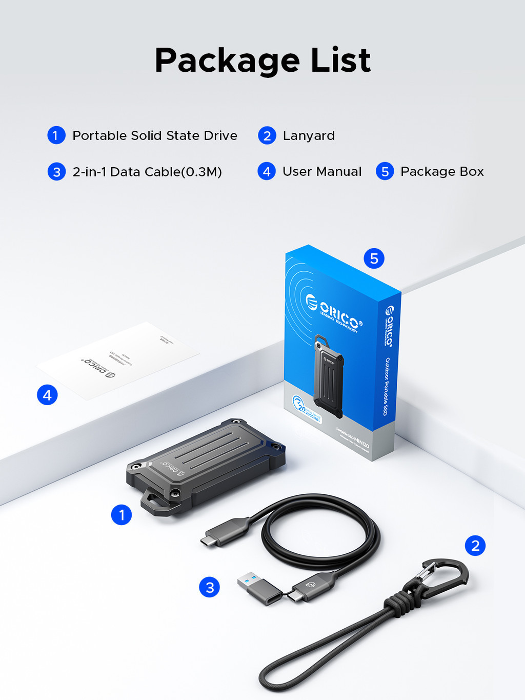 ORICO 1TB Mini External Portable SSD Up to 2000MB/s USB-C For USB-C ...