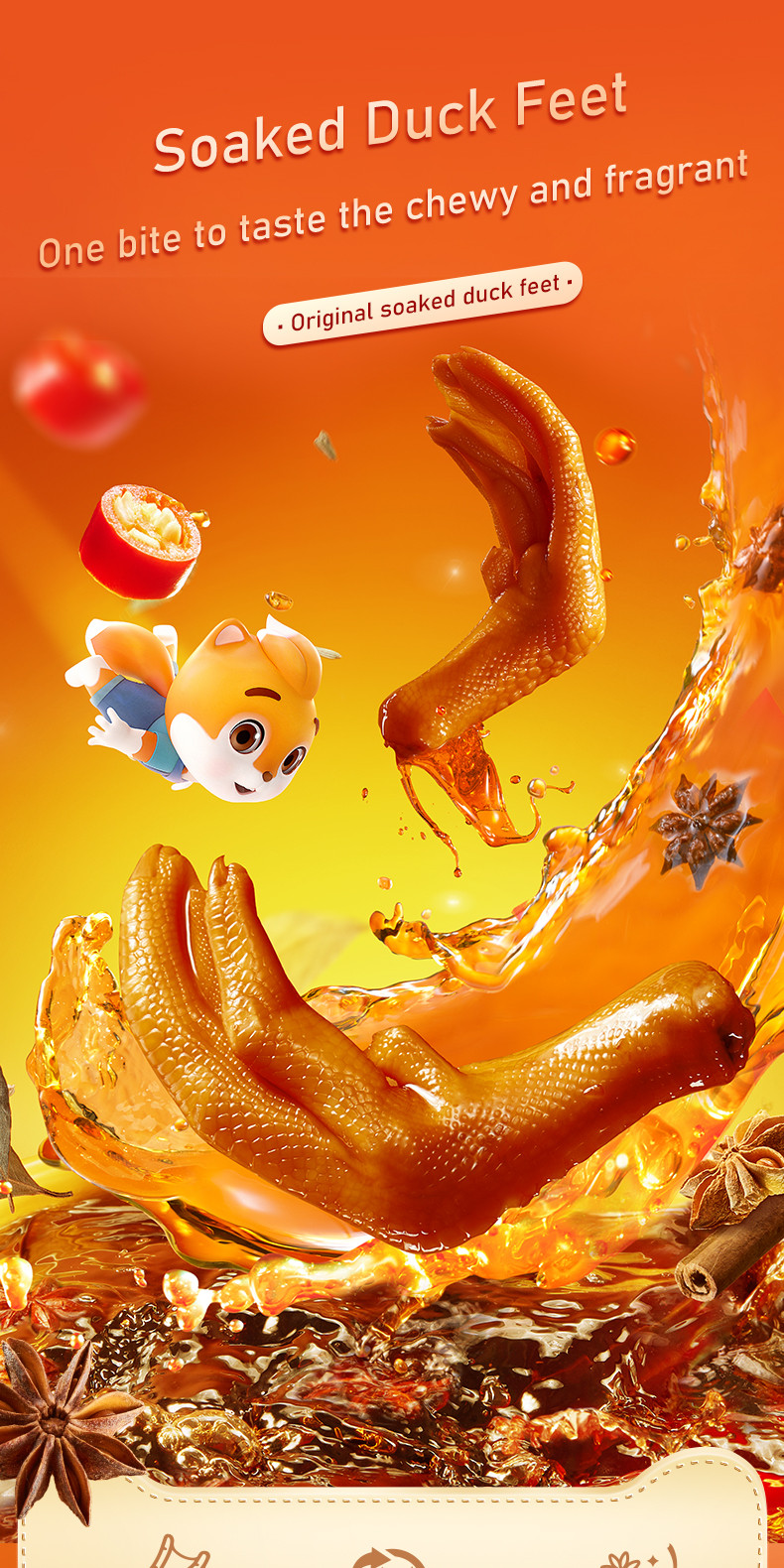 Three Squirrels Soaked Duck Feet Braised Duck Claw (288g/288g x 2 Packs) | Shopee Philippines