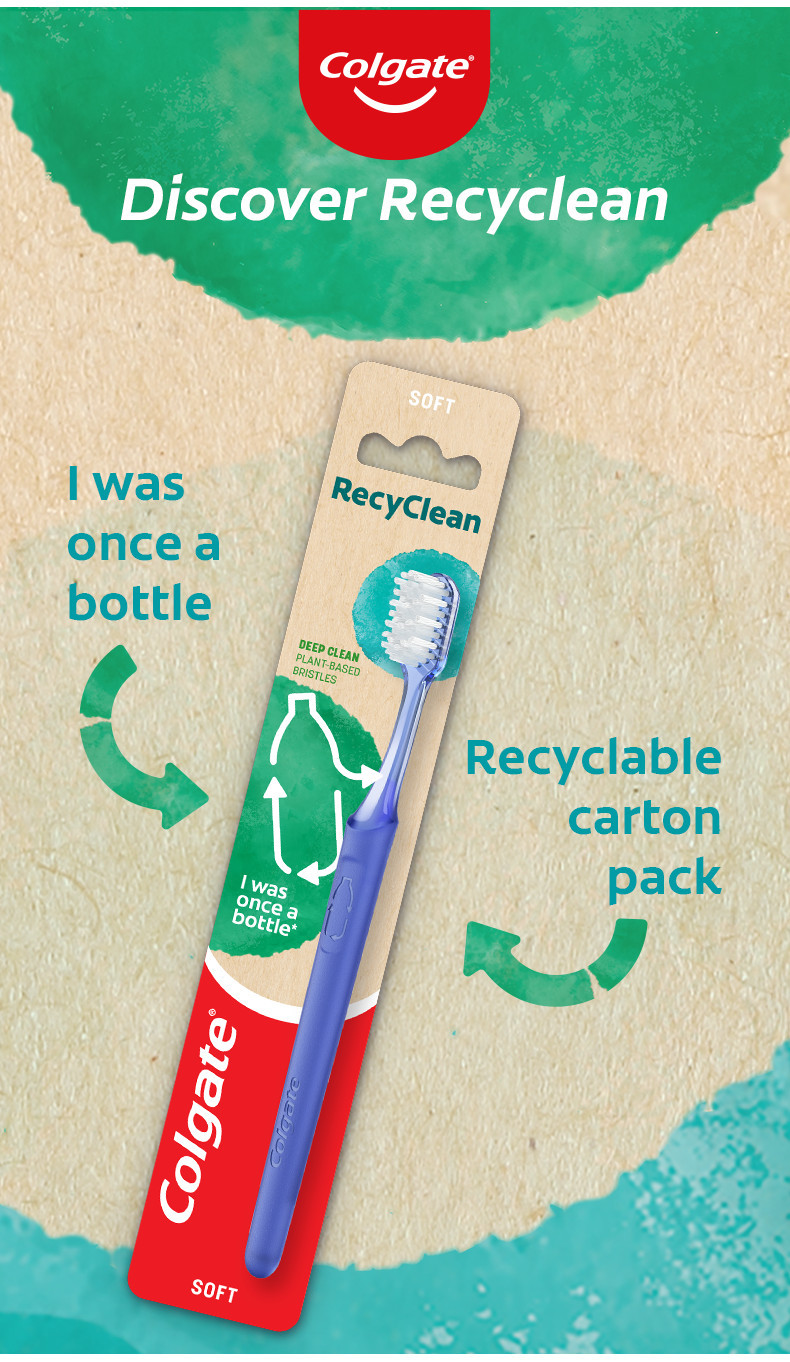 Colgate RecyClean Toothbrush - Made from recycled plastic bottles ...