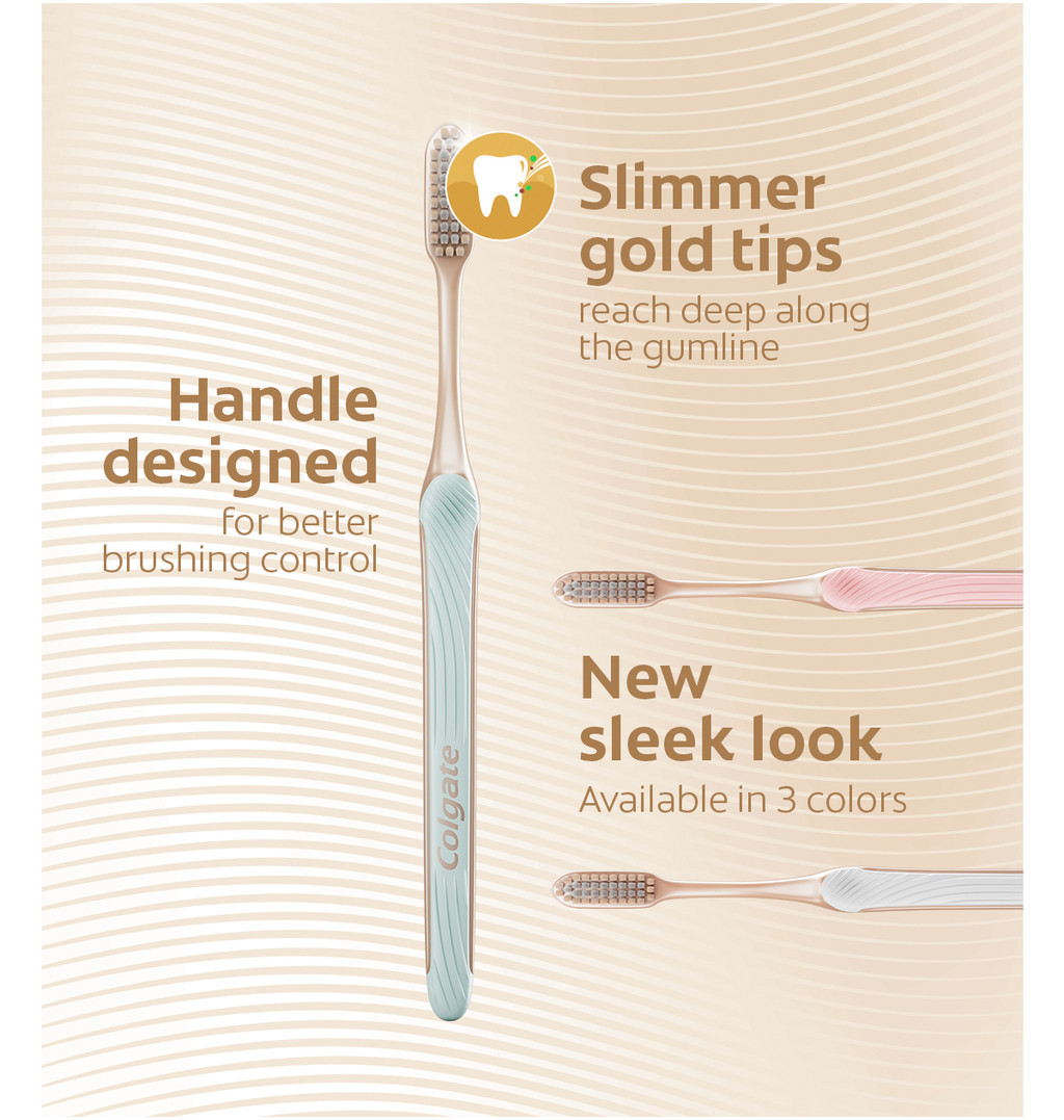 Colgate SlimSoft Toothbrush - Gold Anti-Bacterial Bristles, Ultra Soft ...