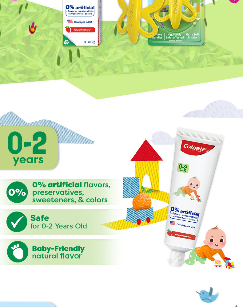 Colgate 0% Artificial Baby (0-2 Years) Toothpaste, Natural Fruit ...