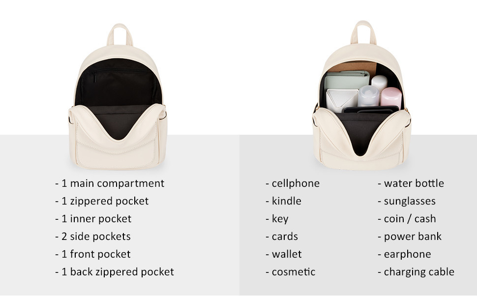 BAGSMART Mini Backpack for Women Leather Shoulder Bag Casual Commuting ...