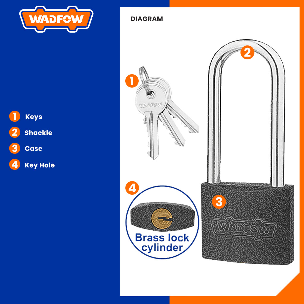 Wadfow Heavy Duty Long Shackle Iron Padlock (38mm-75mm) | Shopee ...