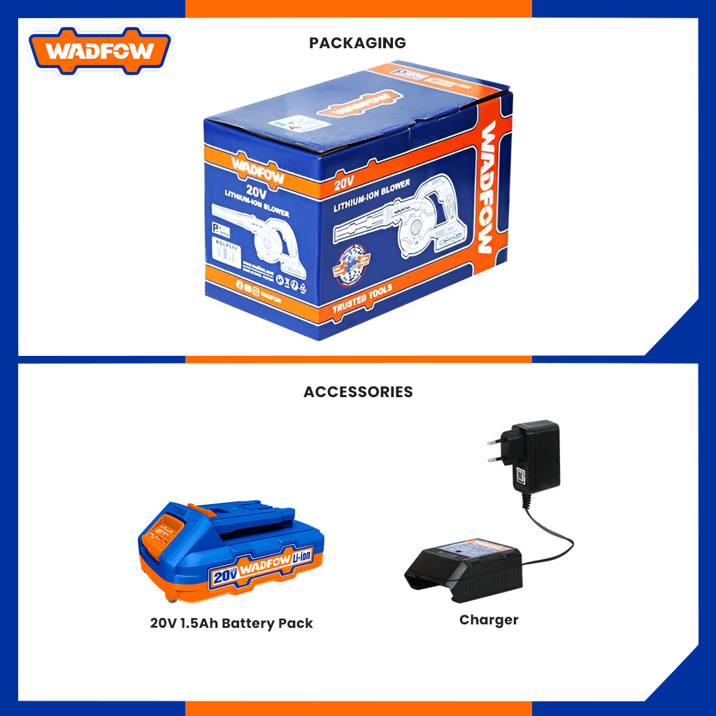 Wadfow P20 Series Lithium-Ion Cordless Blower With 1pc Battery ...