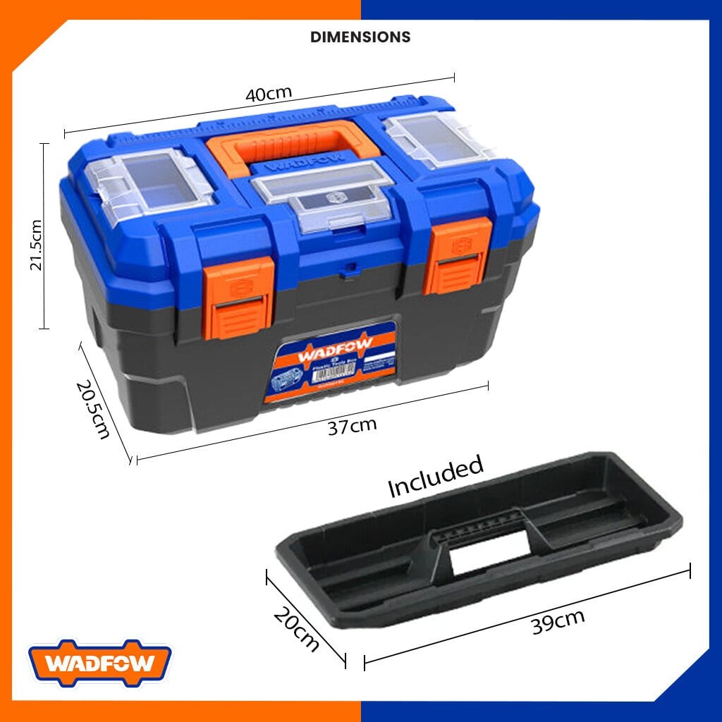 Wadfow 16" Plastic Tool Box Organizer Case with Removable Tray Heavy Duty | Shopee Philippines