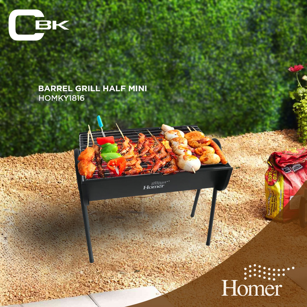 HOMER Mini Half Barrel Charcoal Grill – Portable Outdoor BBQ Grill ...