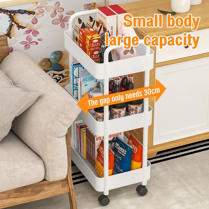 2/3/4 layer Trolley Cart Organizer Kitchen Rack Moving Rack Basket With ...